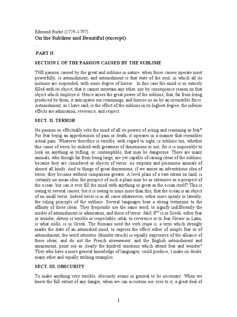 Edmund Burke - On The Sublime and Beautiful - Excerpt | PDF | Idea