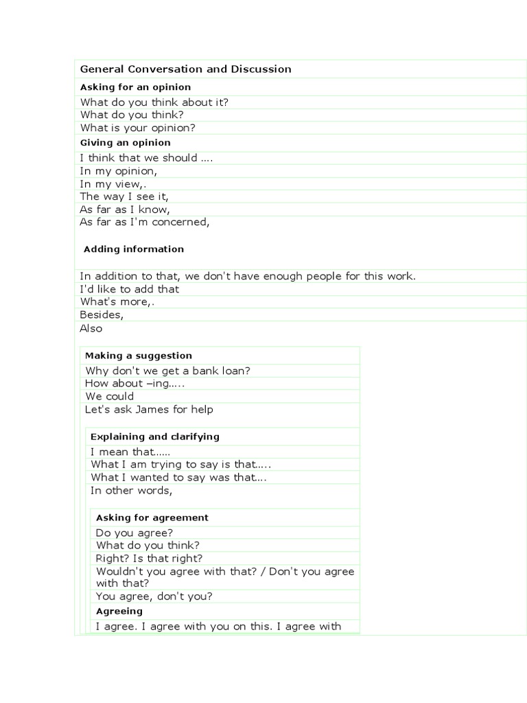 Useful Phrases For Conversation | PDF