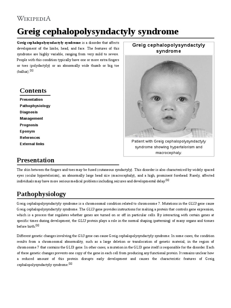 Greig Cephalopolysyndactyly Syndrome | PDF | Human Diseases And ...