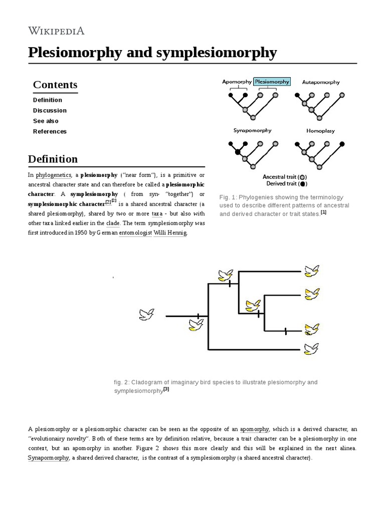 Plesiomorphy and Symplesiomorphy | PDF | Biological Classification ...