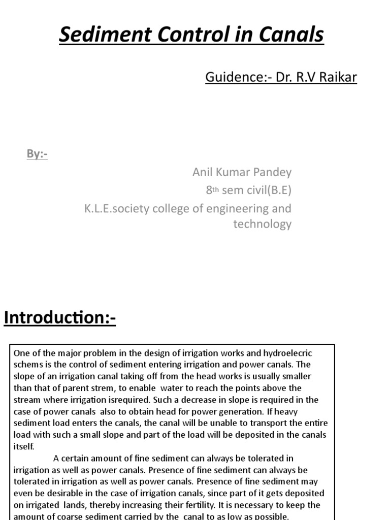 Sediment Control Strategies for Canals | PDF | Sediment | Irrigation