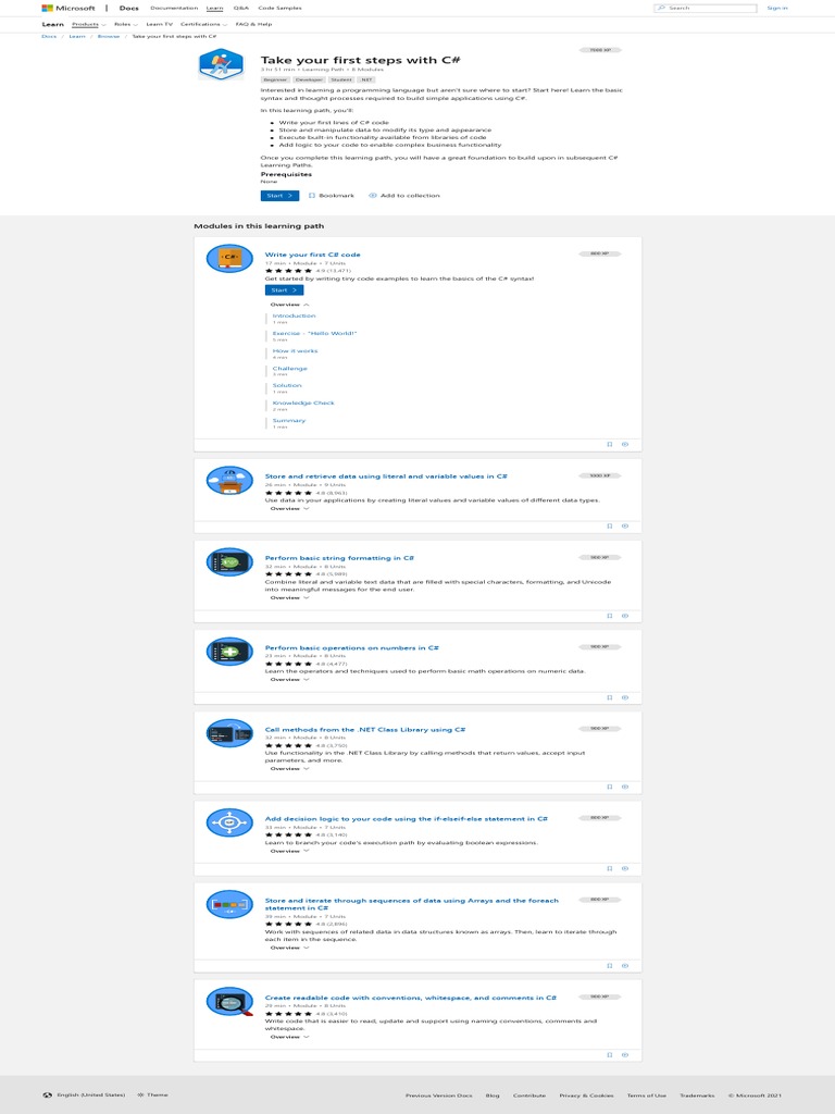 Take Your First Steps With C# - Learn - Microsoft Docs | PDF | C Sharp ...
