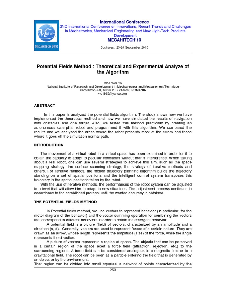 Potential Fields Method!!! | PDF | Euclidean Vector | Robot