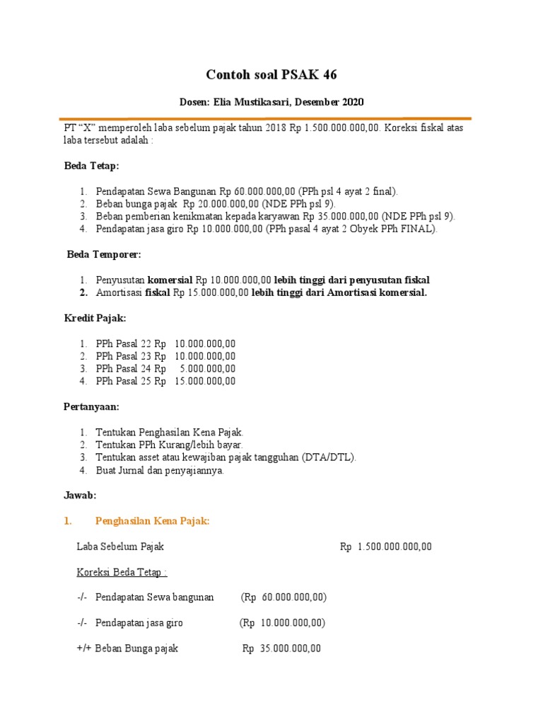 CONTOH Soal-Psak-46 | PDF