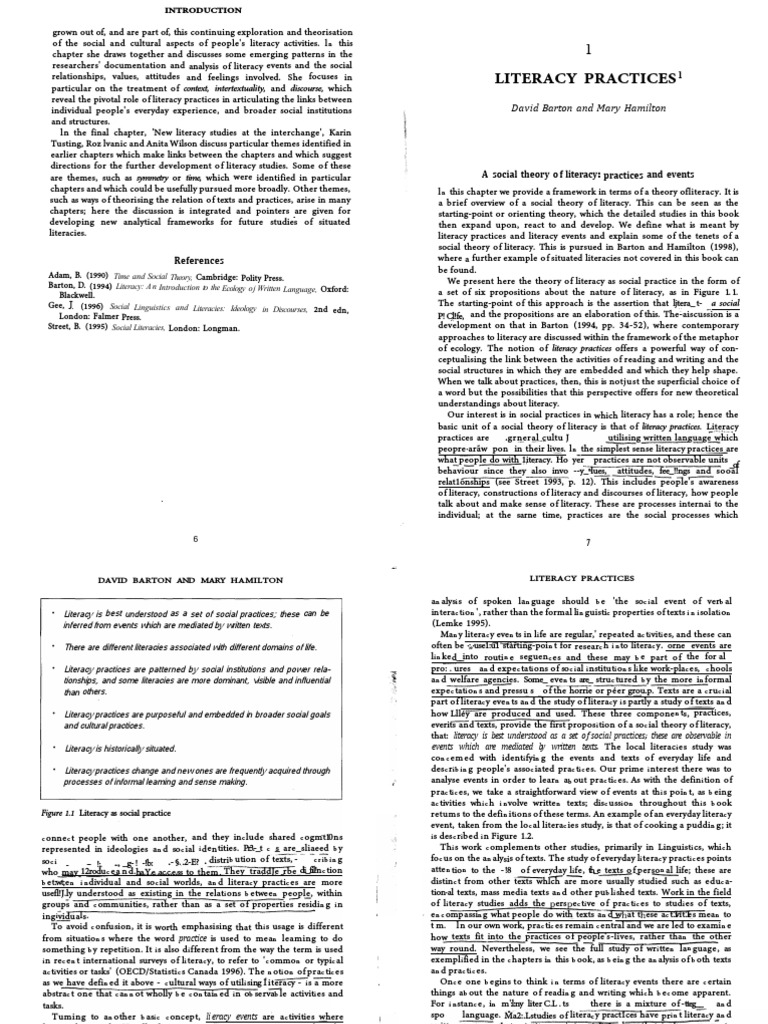 Barton & Hamilton - Literacy Practices | PDF | Literacy | Learning