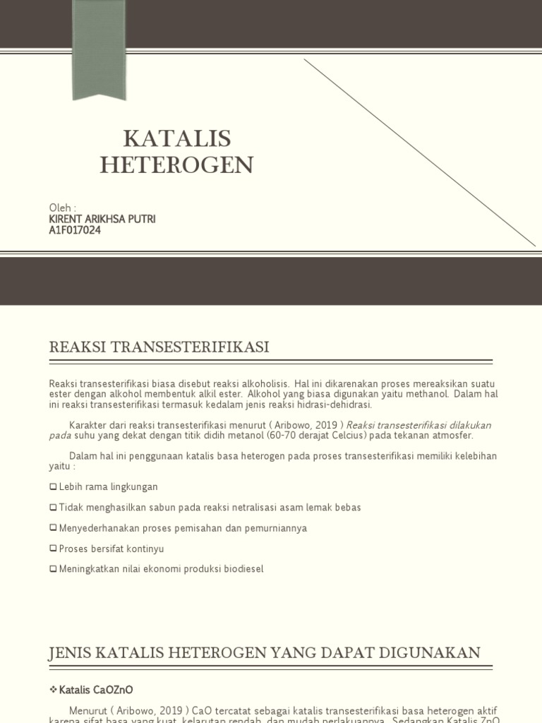 KATALIS HETEROGEN PPT Kirent Arikhsa Putri | PDF