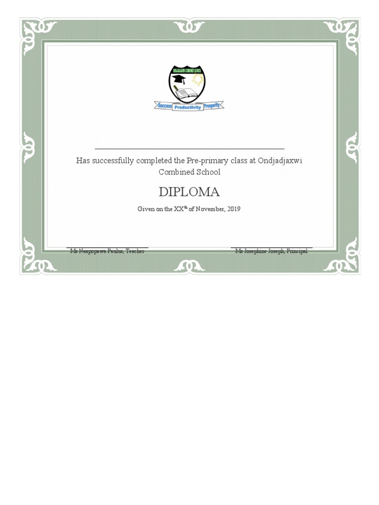 Pre-Primary Diploma Certificate | PDF