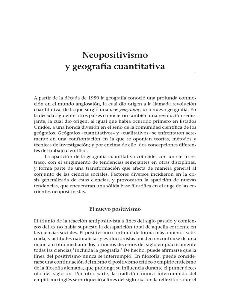 Neopositivismo y Geografía Cuantitativa | PDF | Razonamiento inductivo ...