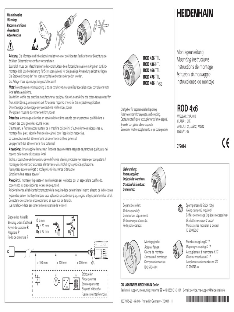 Heidenhain ROD 426 436 466 476 486 Montageanleitung Mounting Instructions | PDF | Business
