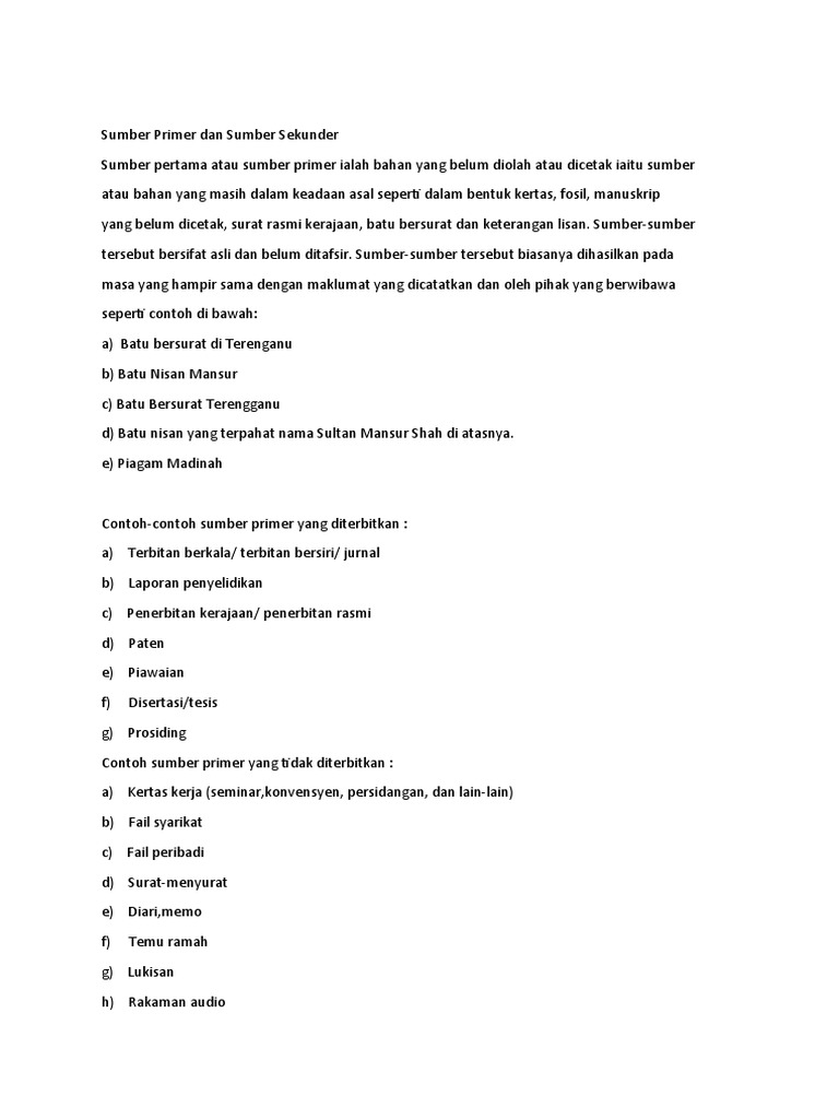 Sumber Primer Dan Sumber Sekunder | PDF