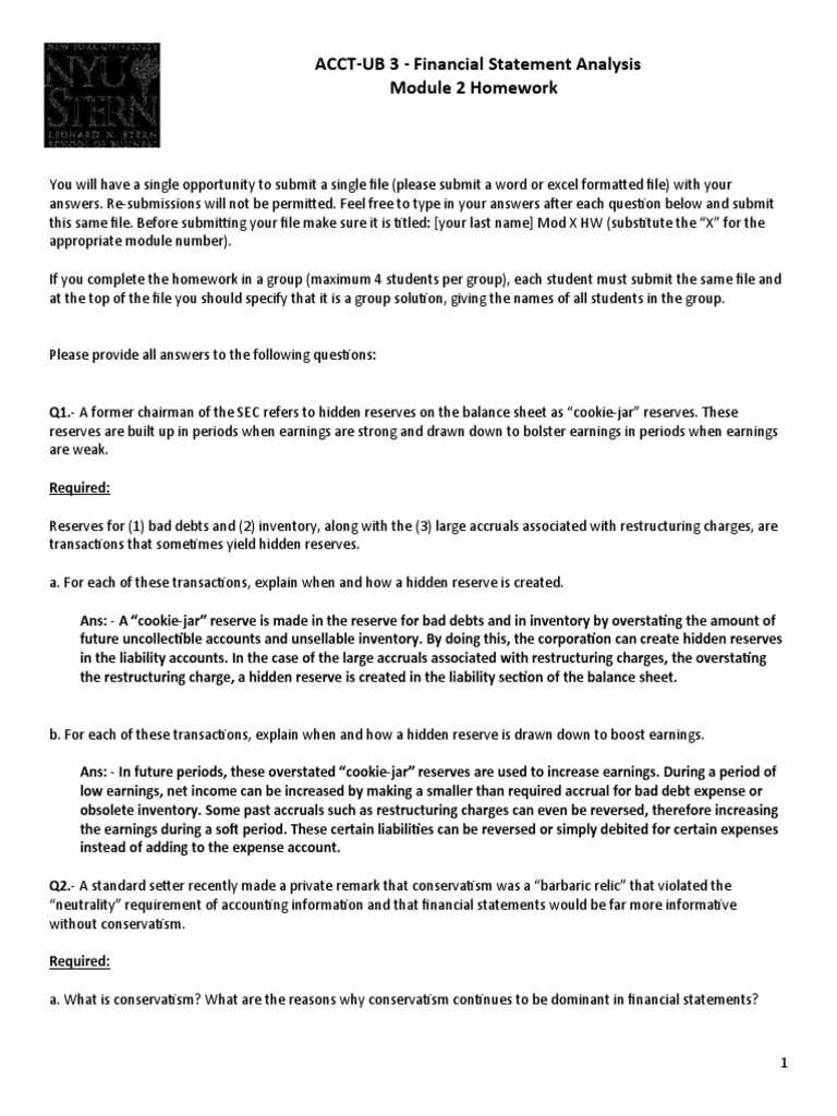 ACCT-UB 3 - Financial Statement Analysis Module 2 Homework | PDF | Bad ...