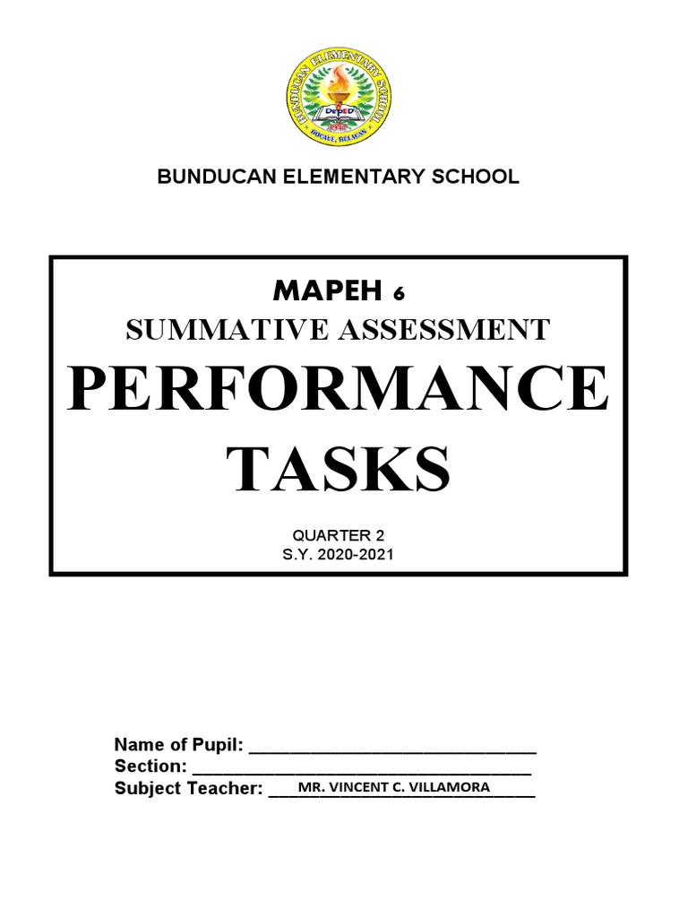 Performance Tasks: Mapeh 6 Summative Assessment | PDF | Entertainment (General)