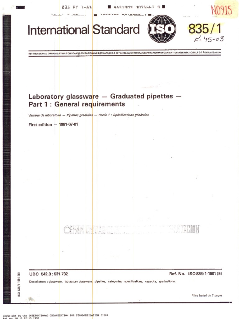 Iso 835-1 | PDF | Volume | Laboratories