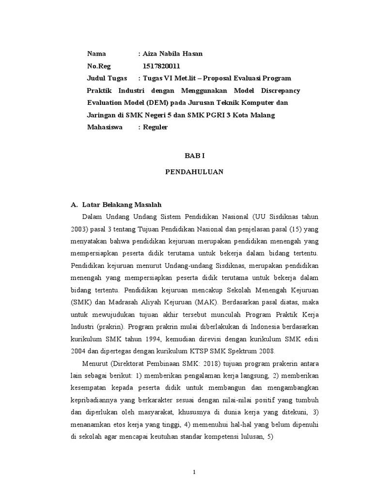 14CV. Contoh Proposal Evaluasi Program-Dikonversi | PDF