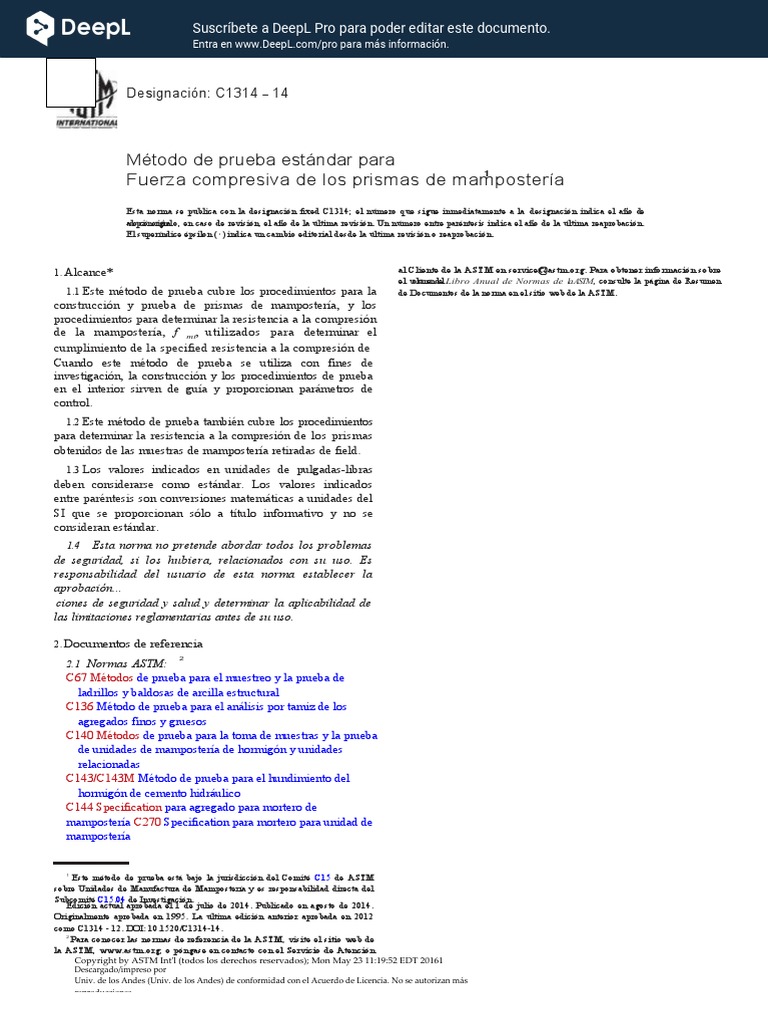 Astm-C1314 ES | PDF | Esfera | Hormigón