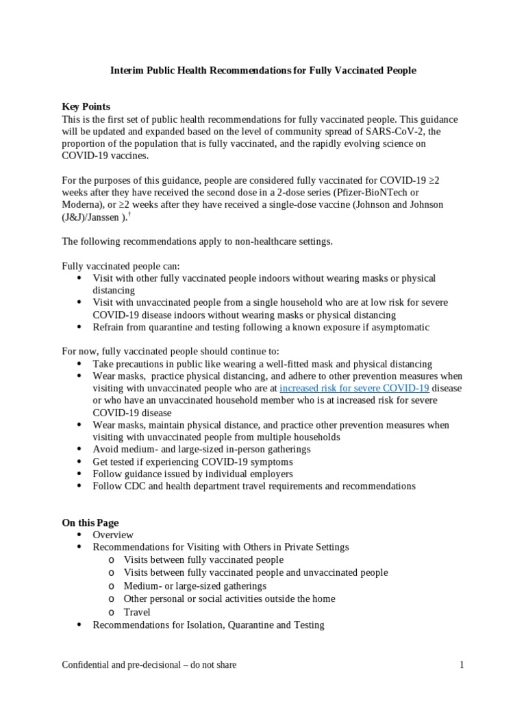 Public Health Recommendation For Fully Vaccinated 3-7-21 3 PM Clean ...