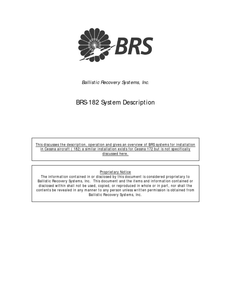 BRS-182 System Description: Ballistic Recovery Systems, Inc | PDF ...