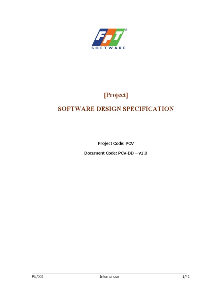(Project) Software Design Specification: Project Code: PCV Document Code: PCV-DD - v1.0 | PDF ...