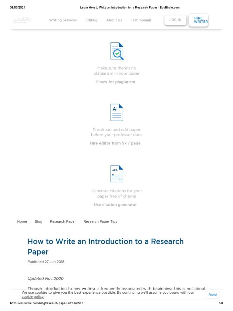 Learn How To Write An Introduction For A Research Paper | PDF