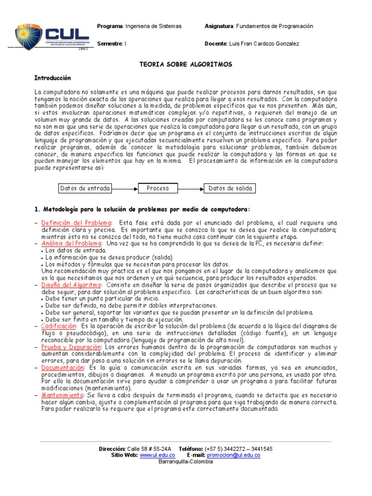 m2 U1 s03 Teoria 01 Algoritmos | PDF | Programa de computadora | Programación