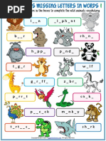 Wild Animals Vocabulary Esl Missing Letters in Words Worksheets For ...