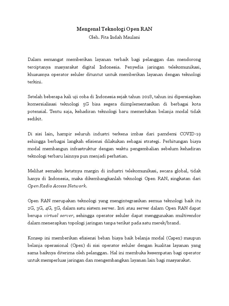 Mengenal Teknologi Open RAN | PDF