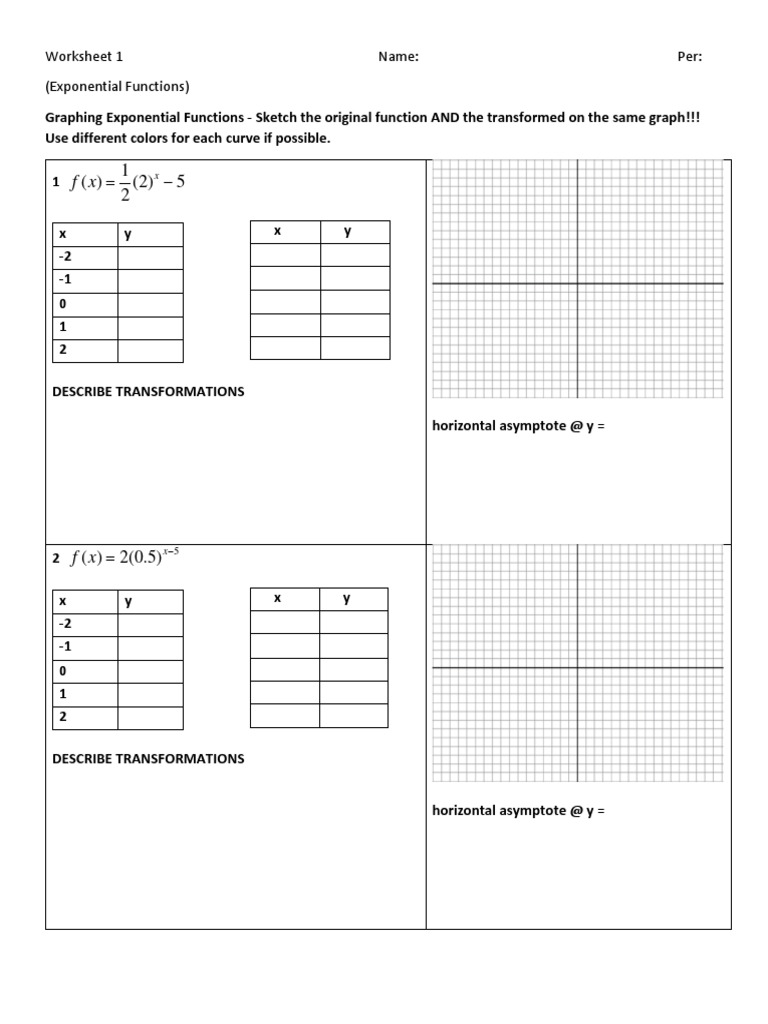 Exponential Functions Practice Worksheet | PDF | Asymptote | Interest