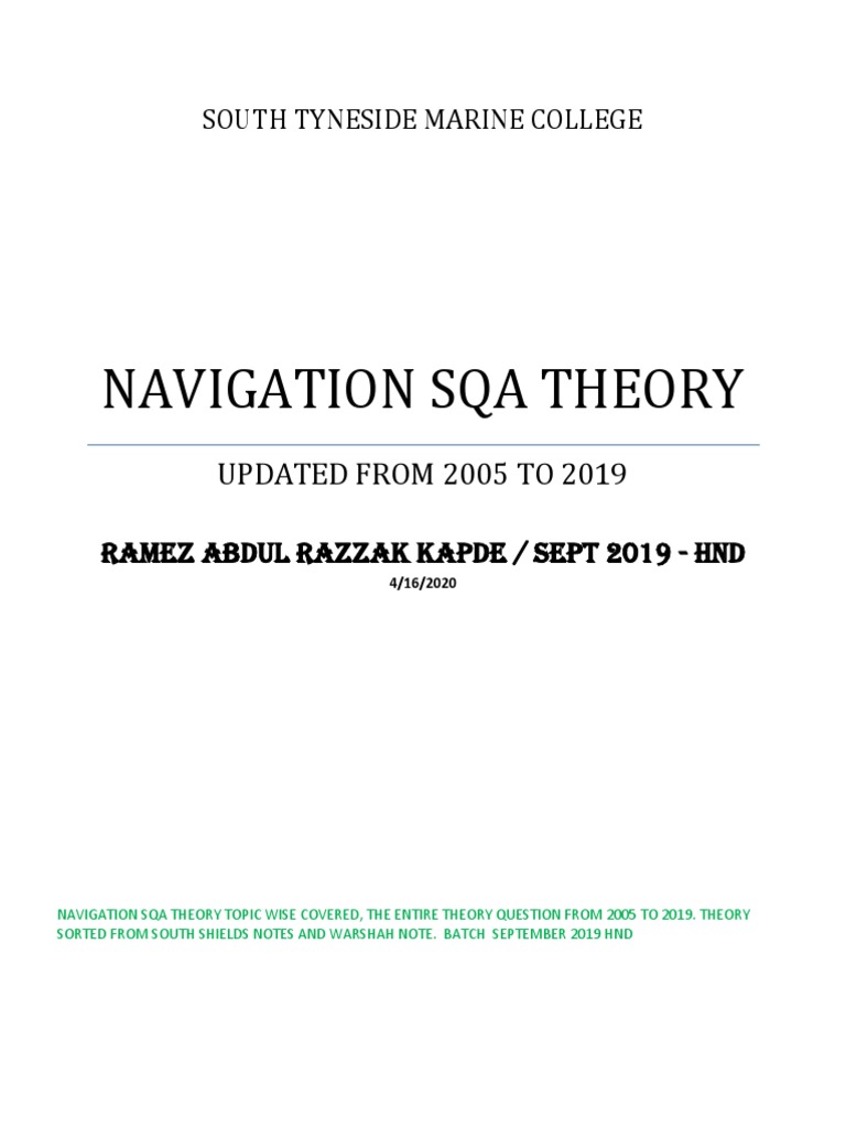 Sqa Nav Theory 2015 To 2019 Updated | PDF | Navigation | Radar