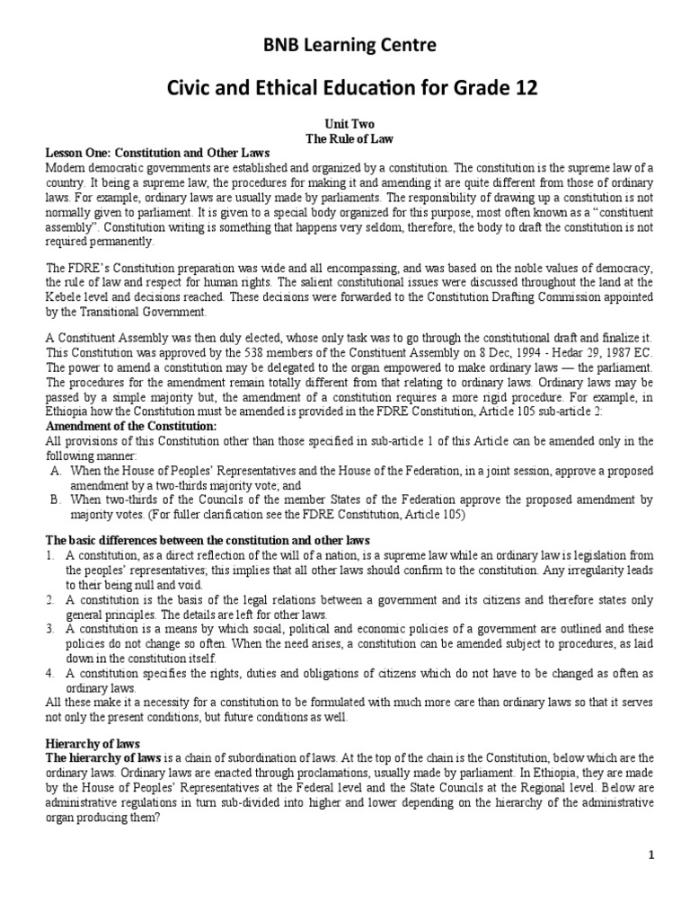 Civics Grade 12: The Rule of Law | PDF | Mediation | Federal Government ...