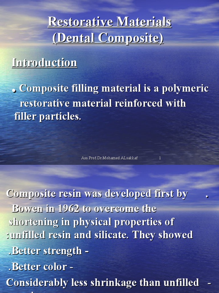 Restorative Materials (Dental Composite) | PDF | Dental Composite ...