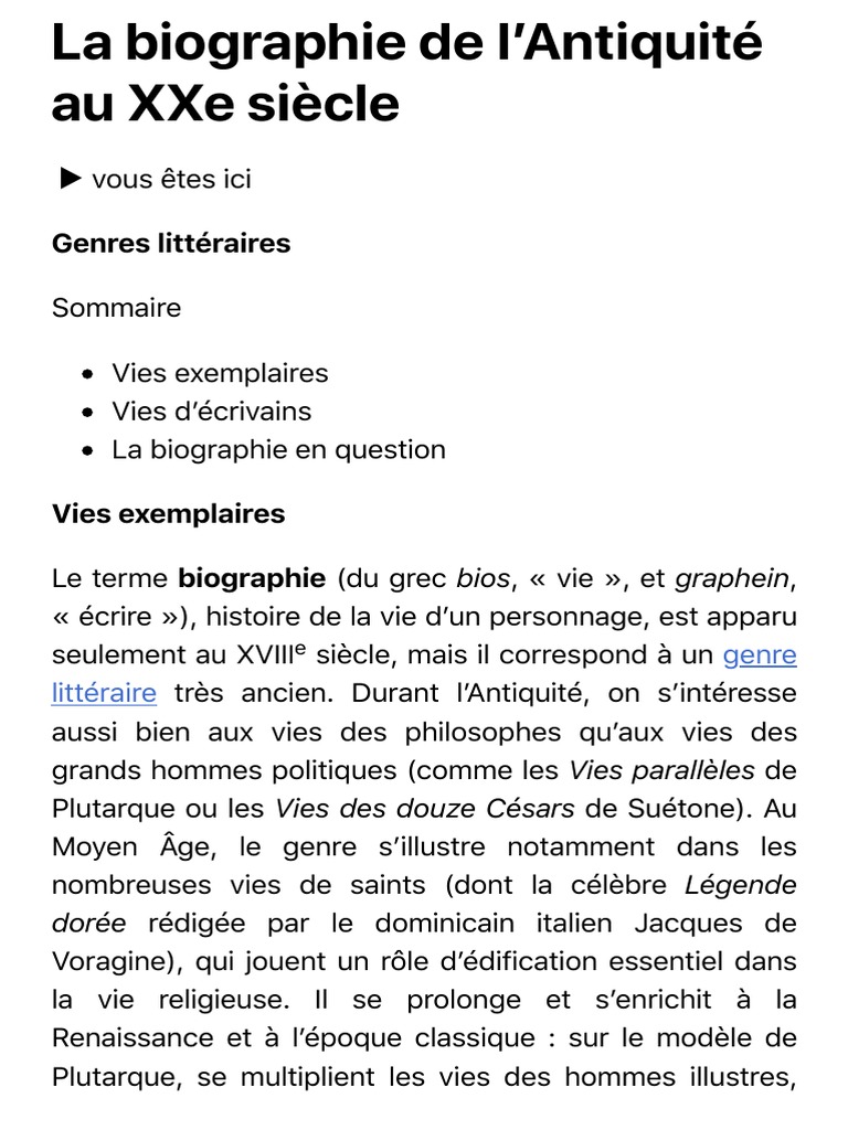 Évolution de la biographie à travers les siècles | PDF | Romans | Poésie