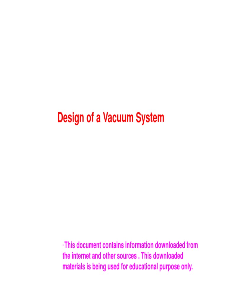 Vacuum System Design Principles | PDF | Gases | Pressure