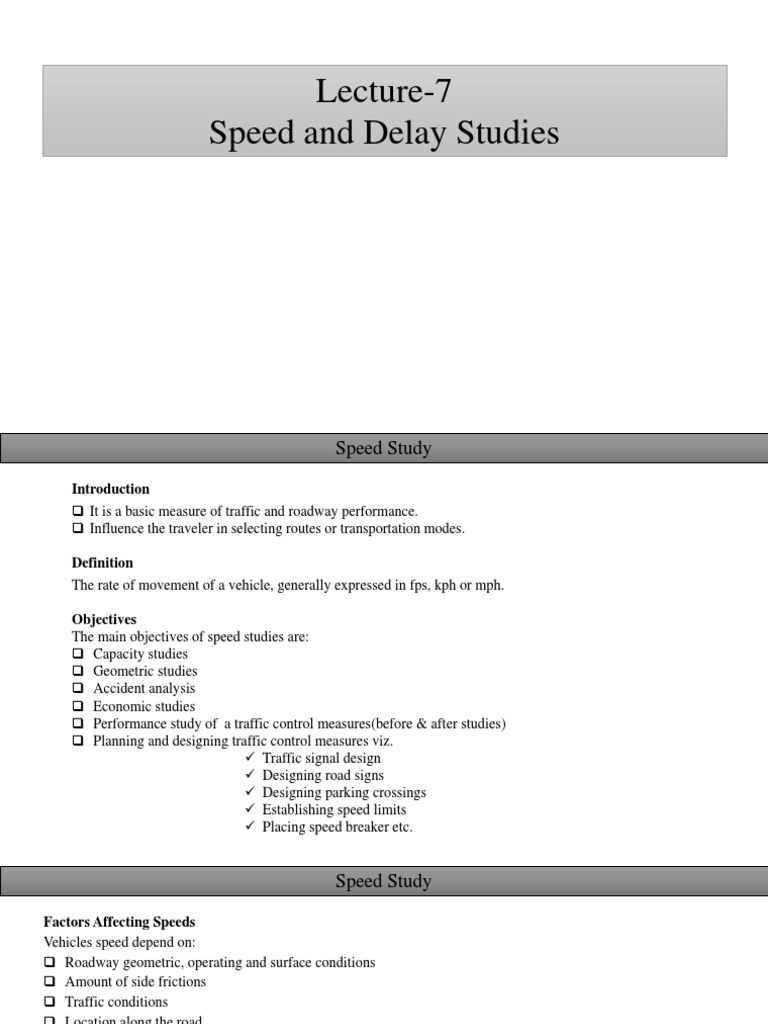 Speed and Delay Study | Download Free PDF | Speed Limit | Traffic