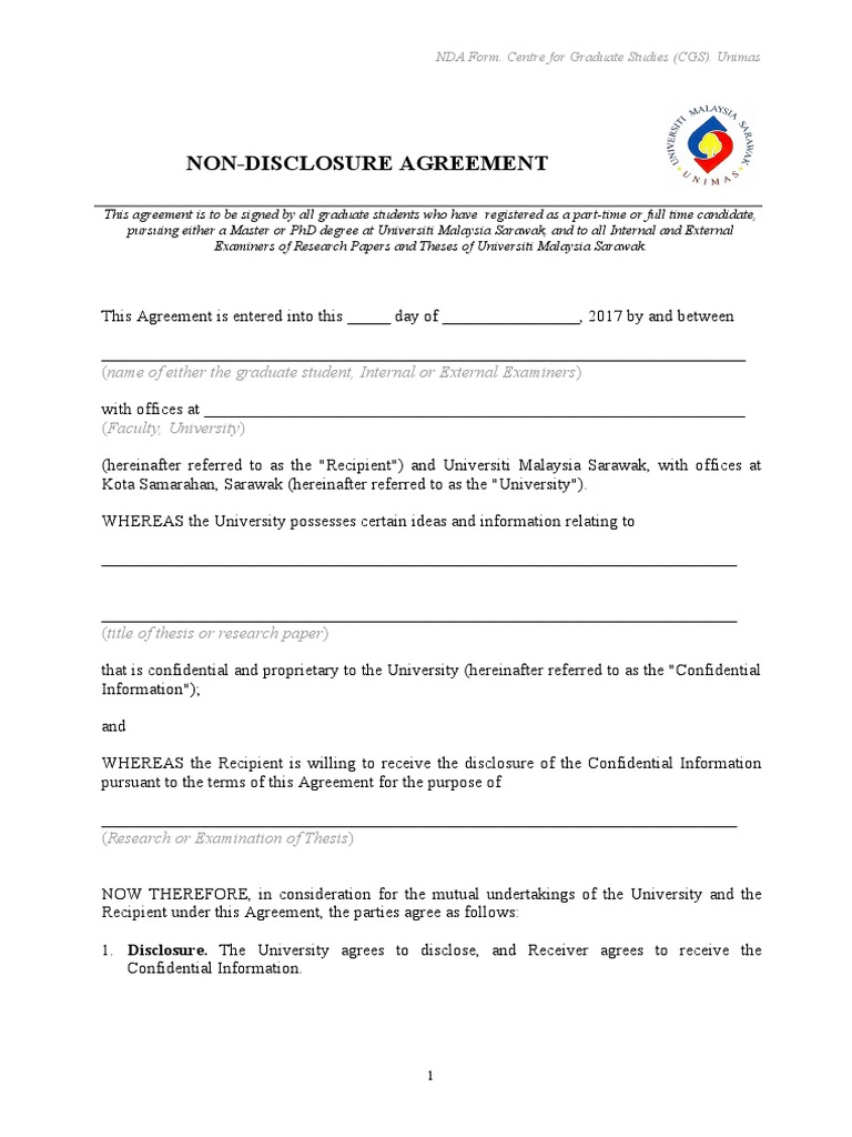 Non Disclosure Agreement | PDF | Non Disclosure Agreement | Civil Law ...