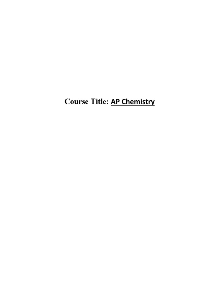 AP Chemistry Syllabus 2020-2021 | PDF | Chemical Equilibrium | Chemical ...