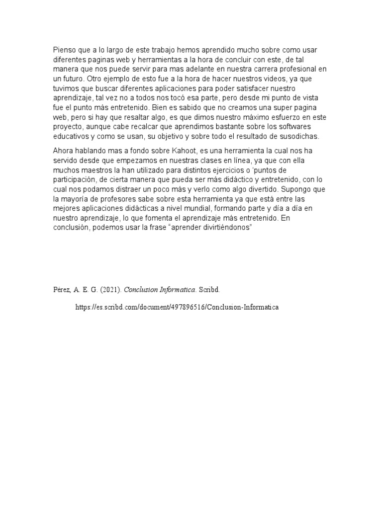 Conclusion Informatica Axel | PDF | Crecimiento personal y profesional