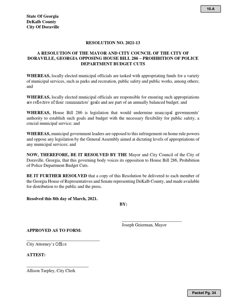 Doraville Police Resolutions | PDF | Policy | Government