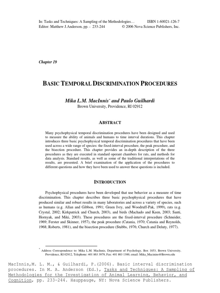 Basic Temporal Discrimination Procedures | PDF | Reinforcement | Time