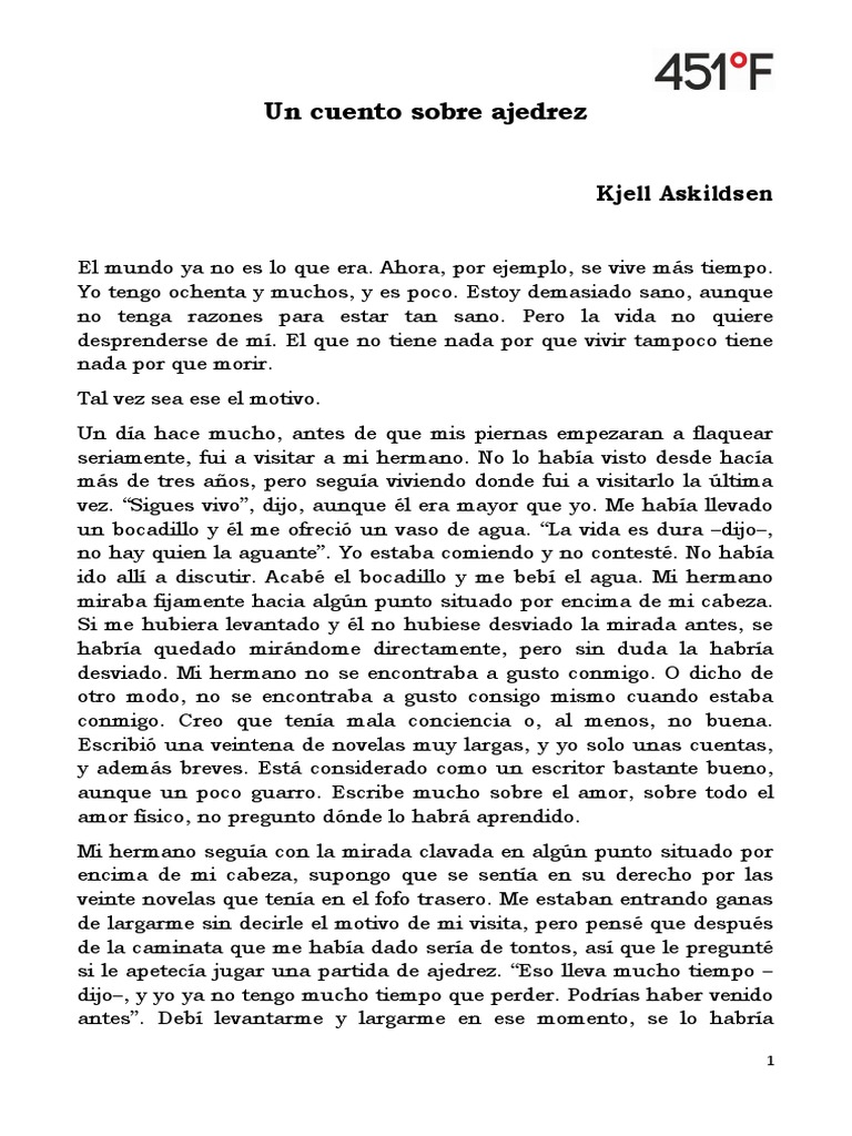 Kjell Askildsen Un Cuento Sobre Ajedrez Descargar Gratis Pdf Amor