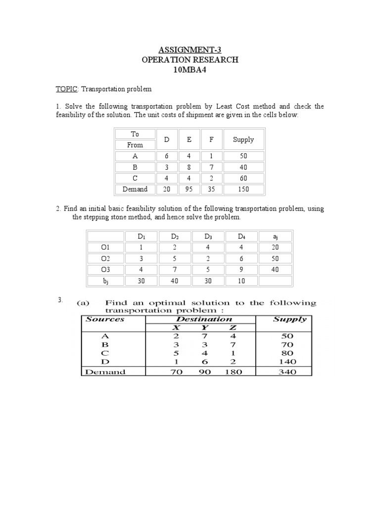 Transportation Problem Solutions Guide | PDF