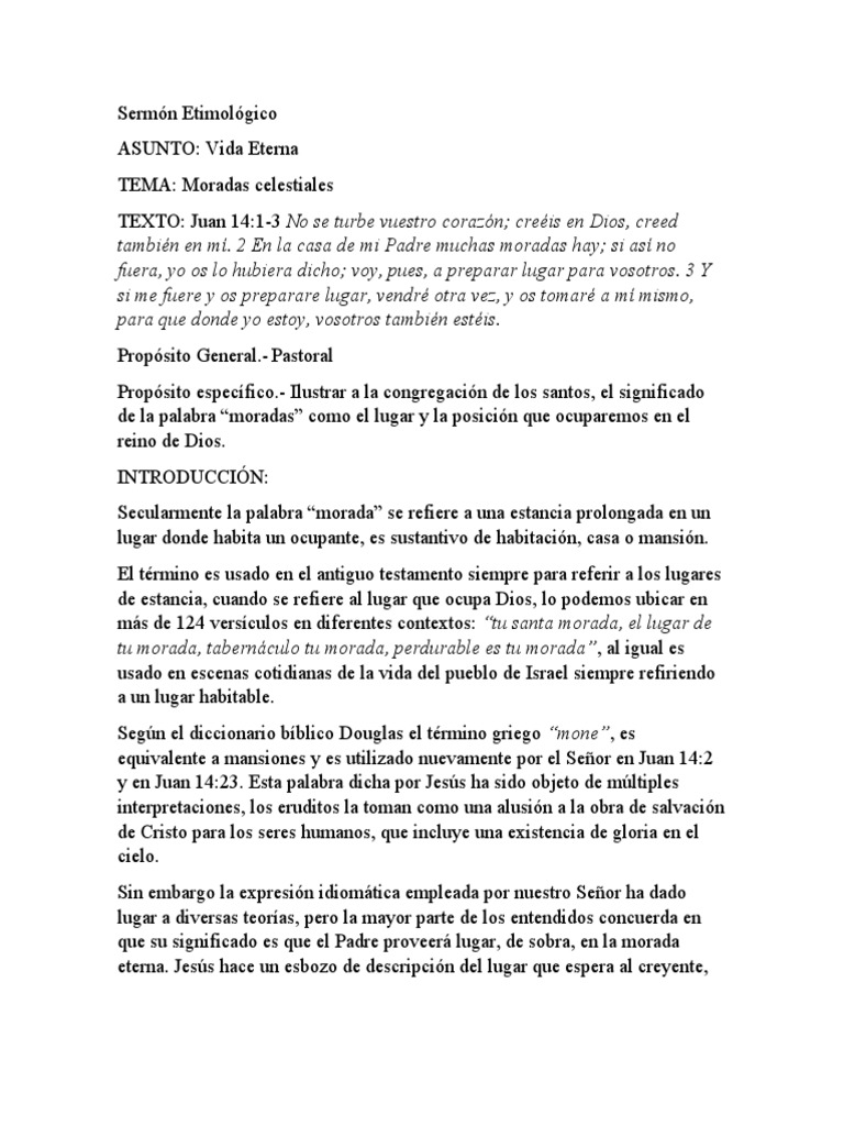Sermon Etimologico - Moradas Celestiales - Huber Homiletica Iii 2020 ...