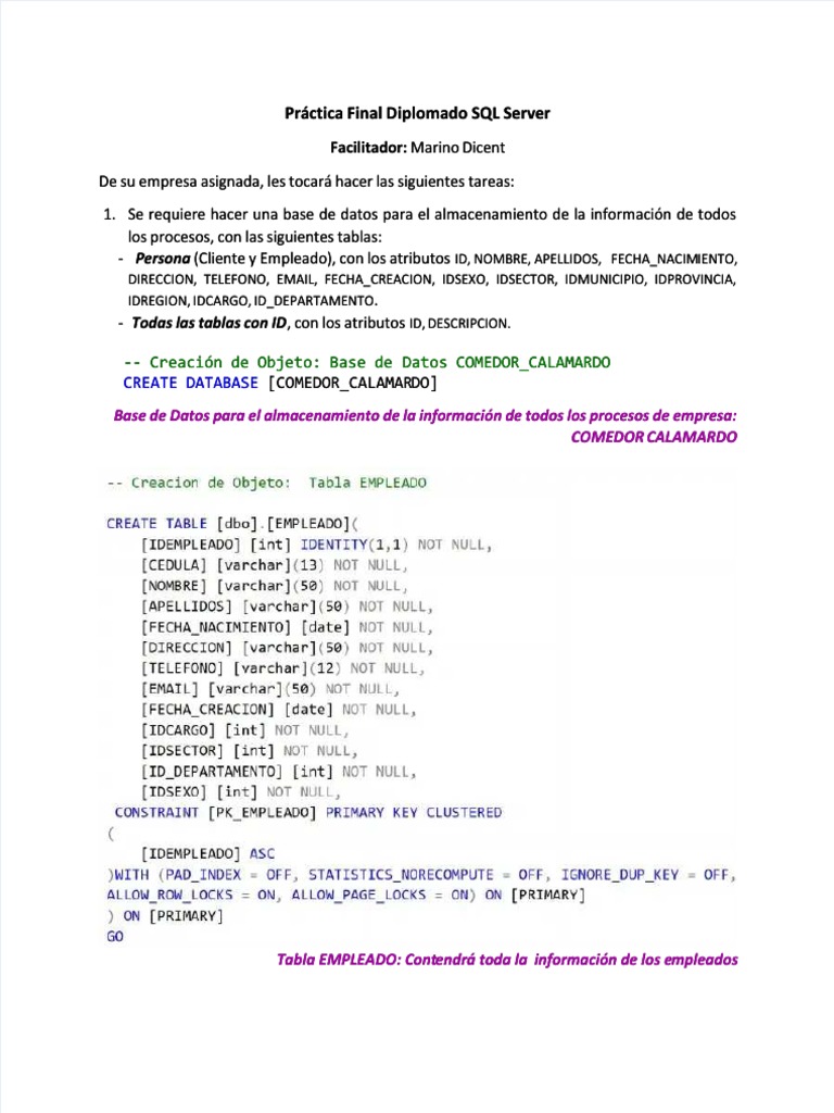 PDF Practica Final Diplomado en Base de Datos SQL Server - Compress | PDF | Bases de datos ...