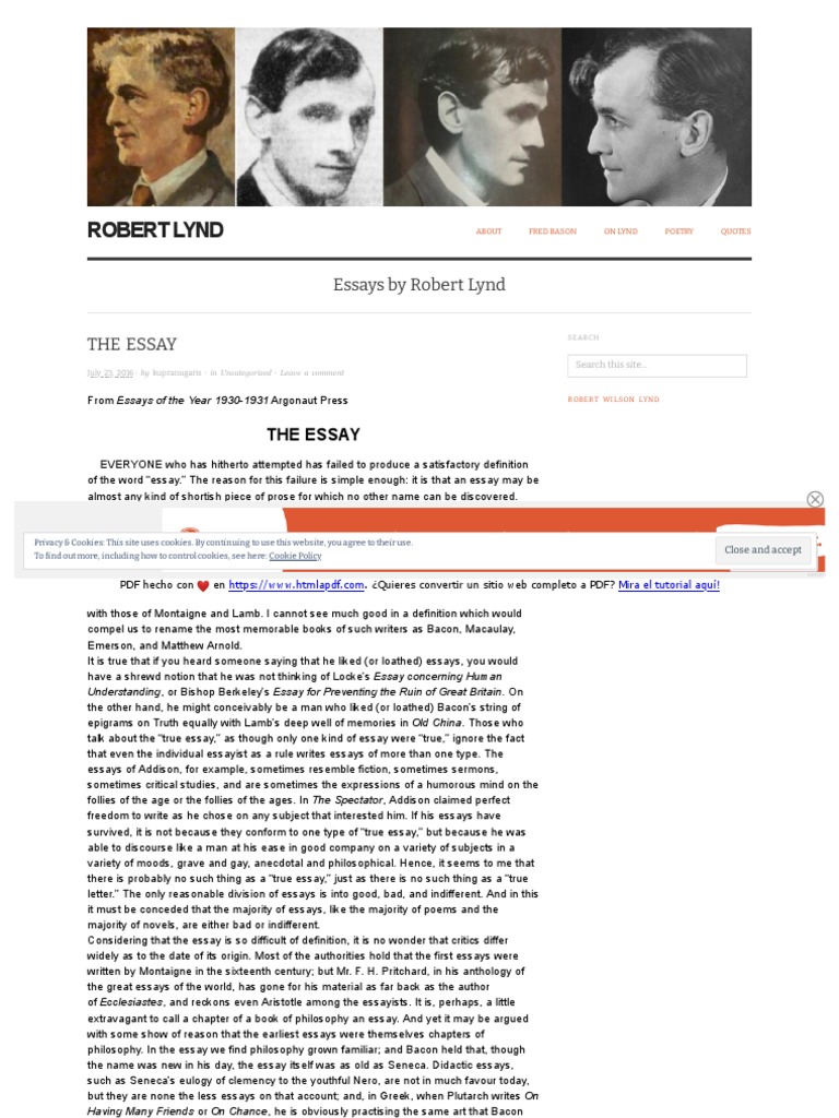 Lynd, Robert (1931) The Essay | PDF | Michel De Montaigne | Essays