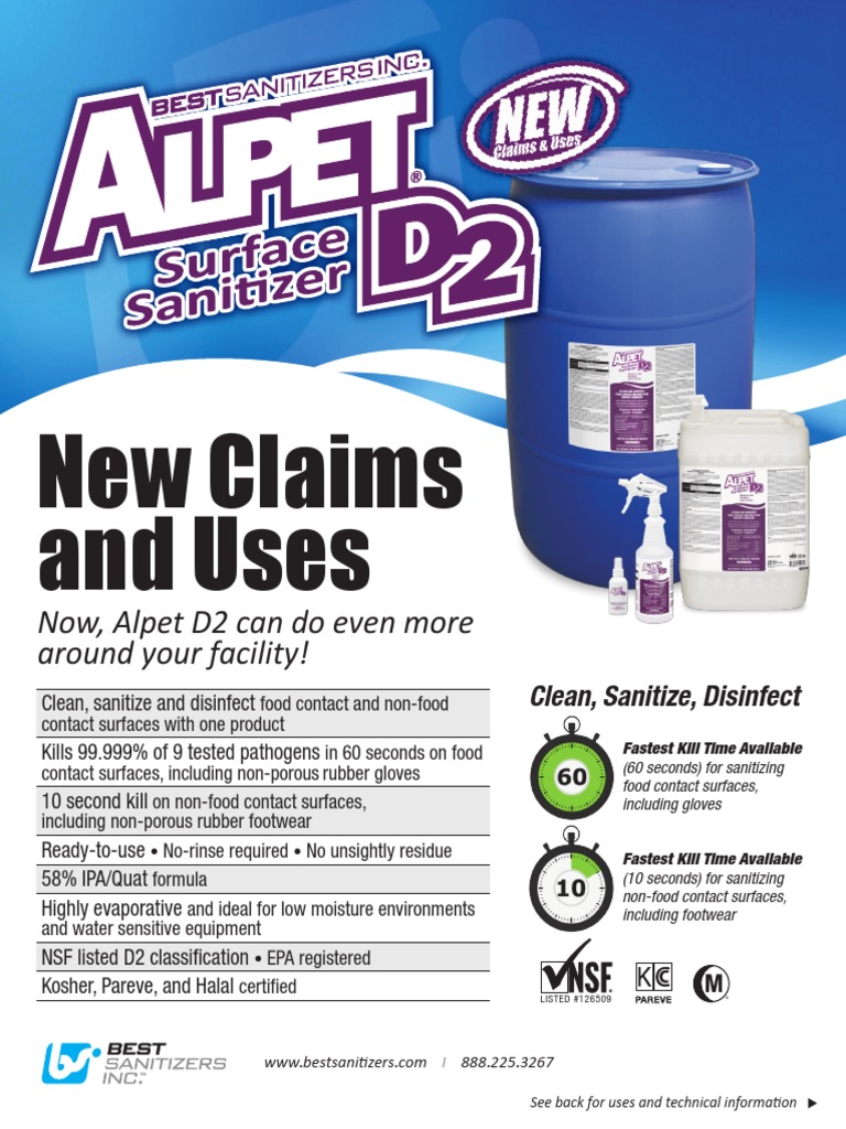 Alpet D2 Tech Sheet 2017 | PDF | Disinfectant | Microbiology