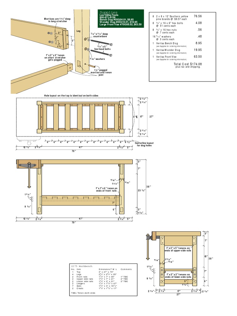 Woodworking Workbench Plans | PDF | Woodworking | Tools