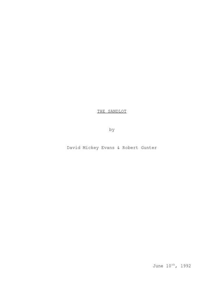 The Sandlot Movie Script | PDF | Baseball Field | Sports
