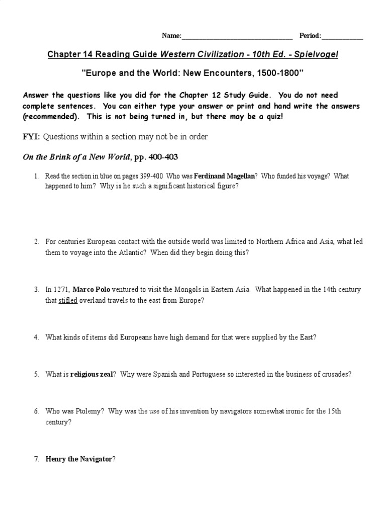 Chapter 14: European Expansion Insights | PDF | New World | Age Of ...