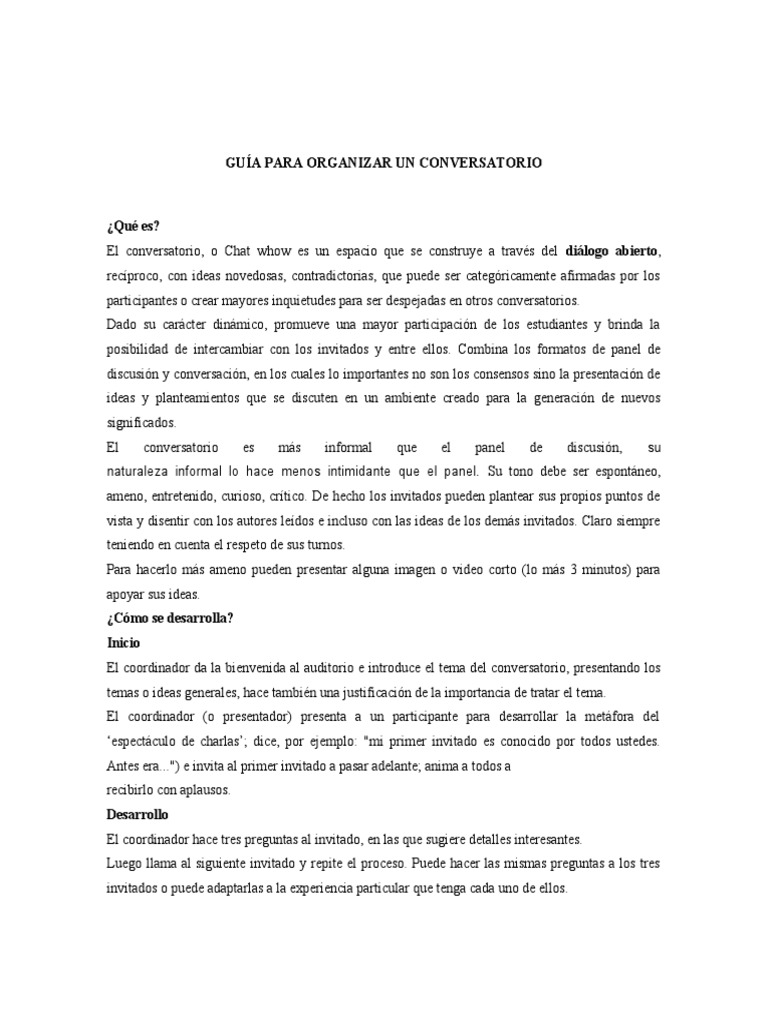 Guía para Organizar Un Conversatorio | PDF