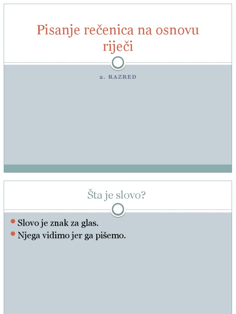 Pisanje Recenica Na Osnovu Rijeci | PDF