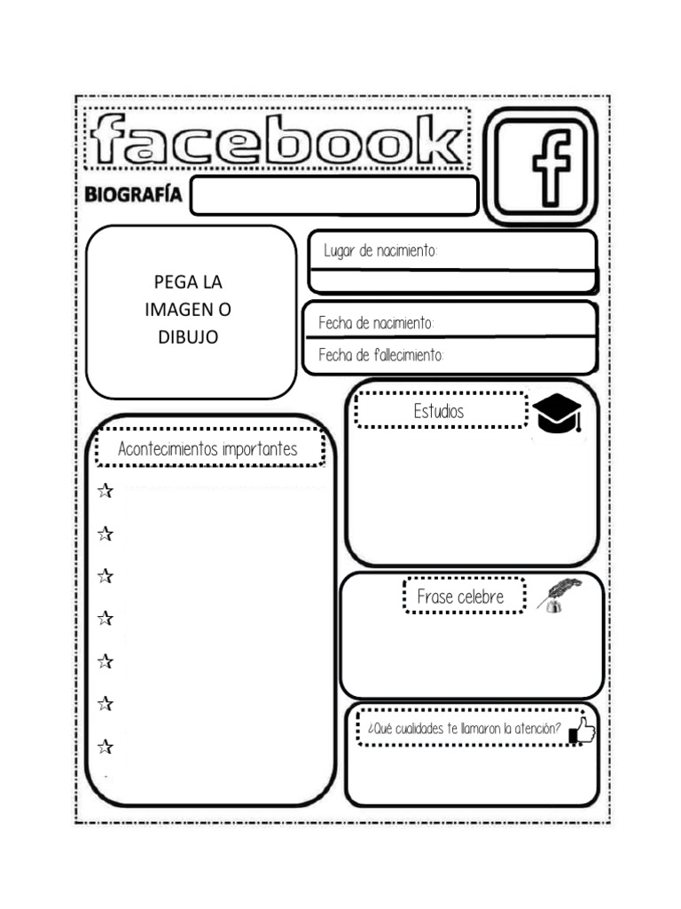 Plantilla De Hoja De Trabajo De Perfil De Facebook En Blanco Cómo